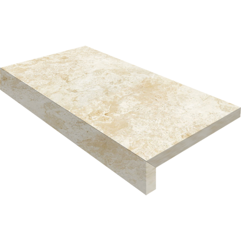 L-Shape Mitered Coping: Ivory Travertine | Pera Tile