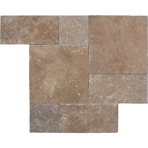 Noce Sephia Roman Pattern Tumbled Travertine Paver | Pera Tile