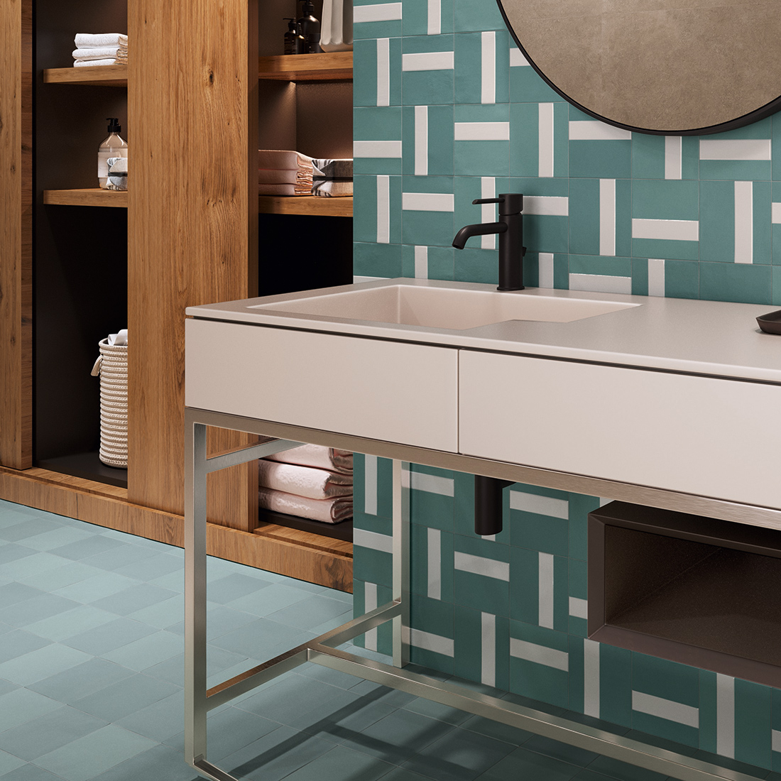 Contemporary 6" X 6" Porcelain Tile - Aqua Sea Matte | Pera Tile