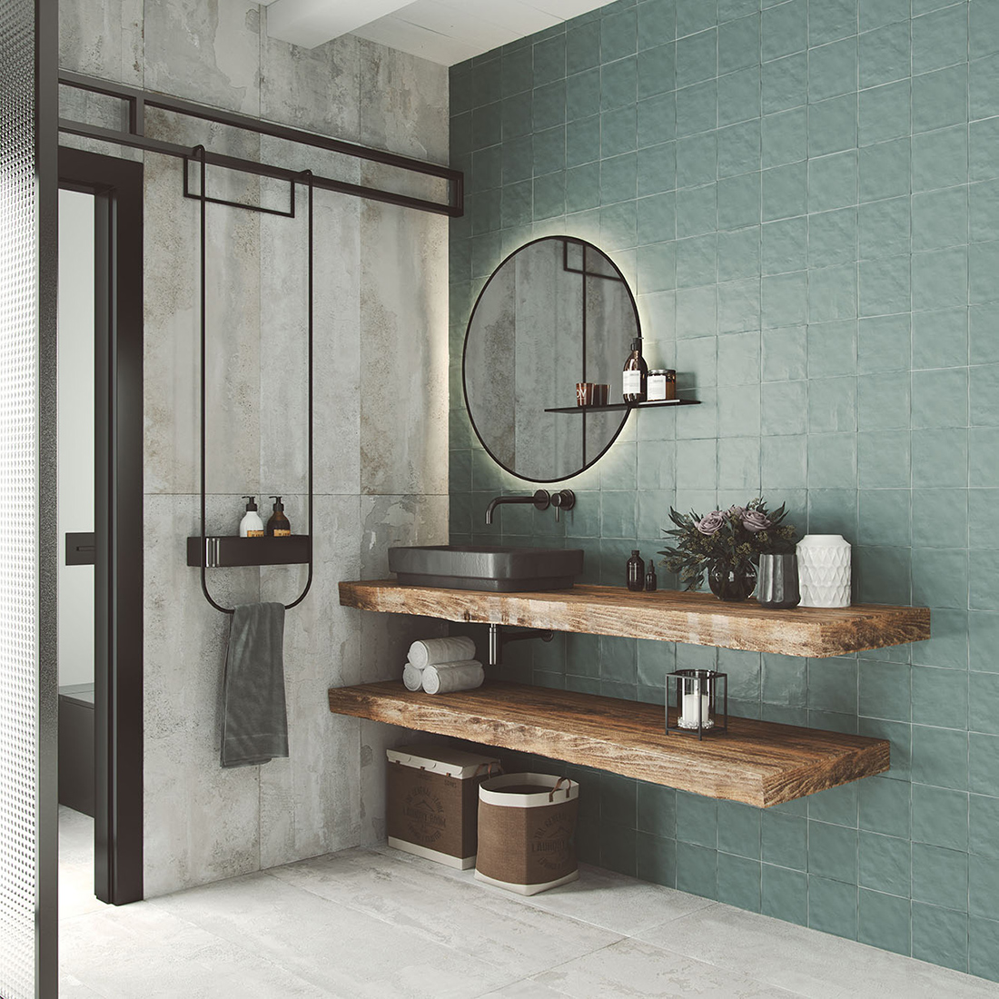 Contemporary 6" X 6" Porcelain Tile - Aqua Sea Matte | Pera Tile