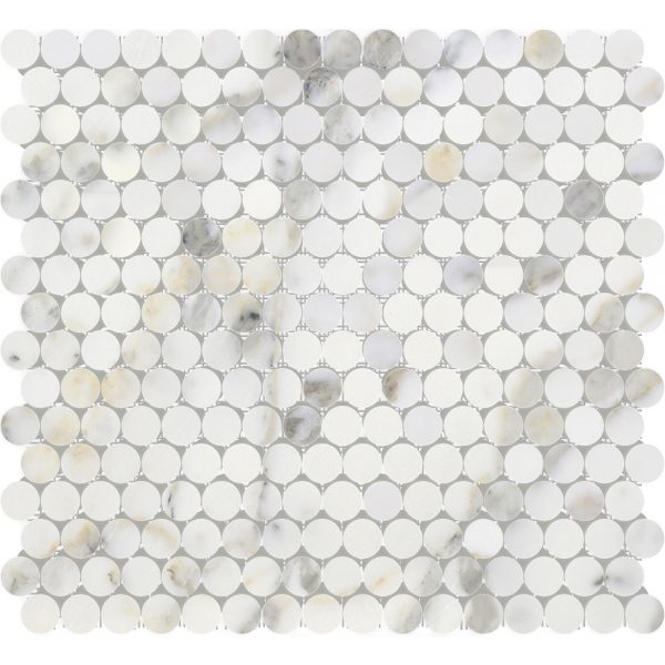 Calacatta Gold Honed Penny Round Mosaic | Pera Tile