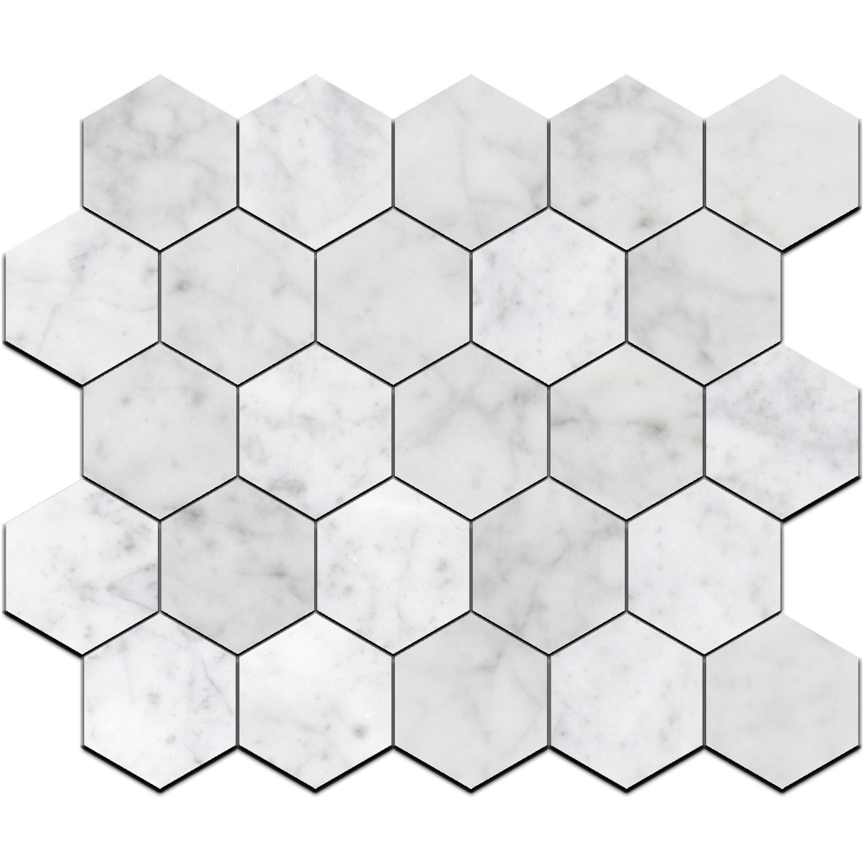 Bianco Carrara 3 1/4" Honed Hexagon Mosaic | Pera Tile