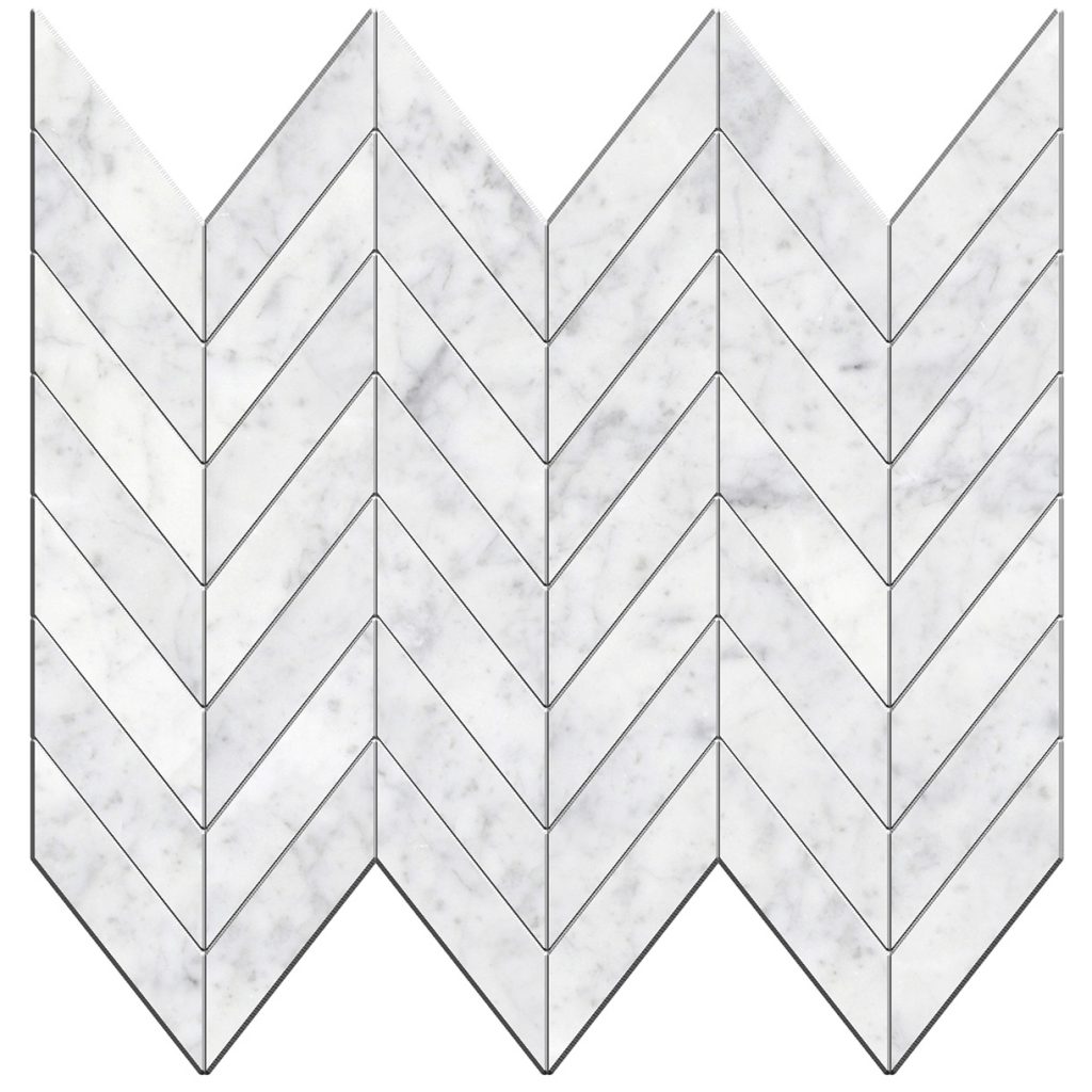 Bianco Carrara 1 1/2" X 3 5/8" Polished Mini Chevron Mosaic | Pera Tile