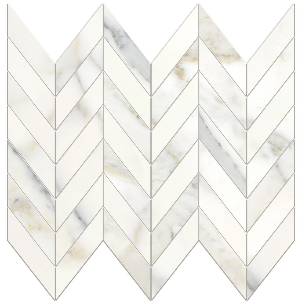 Calacatta Gold 1 1/2" X 3 5/8" Honed Mini Chevron Mosaic | Pera Tile