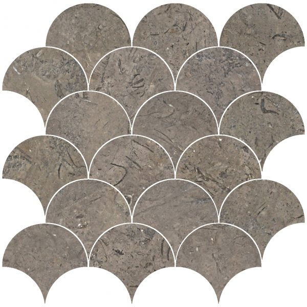 Castanea 4" Leather Fish Scale Mosaic | Pera Tile