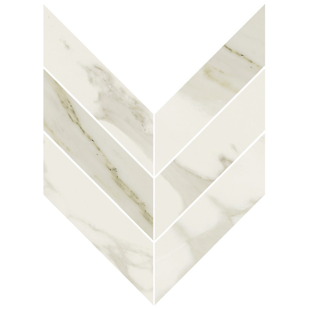 Elite Calacatta 3" X 10" Macro Chevron Mosaic | Pera Tile