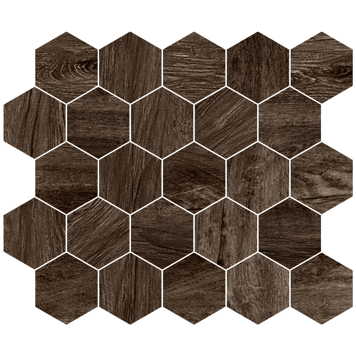 3 ¼" Hexagon Mosaic Heritage: Brown | Pera Tile