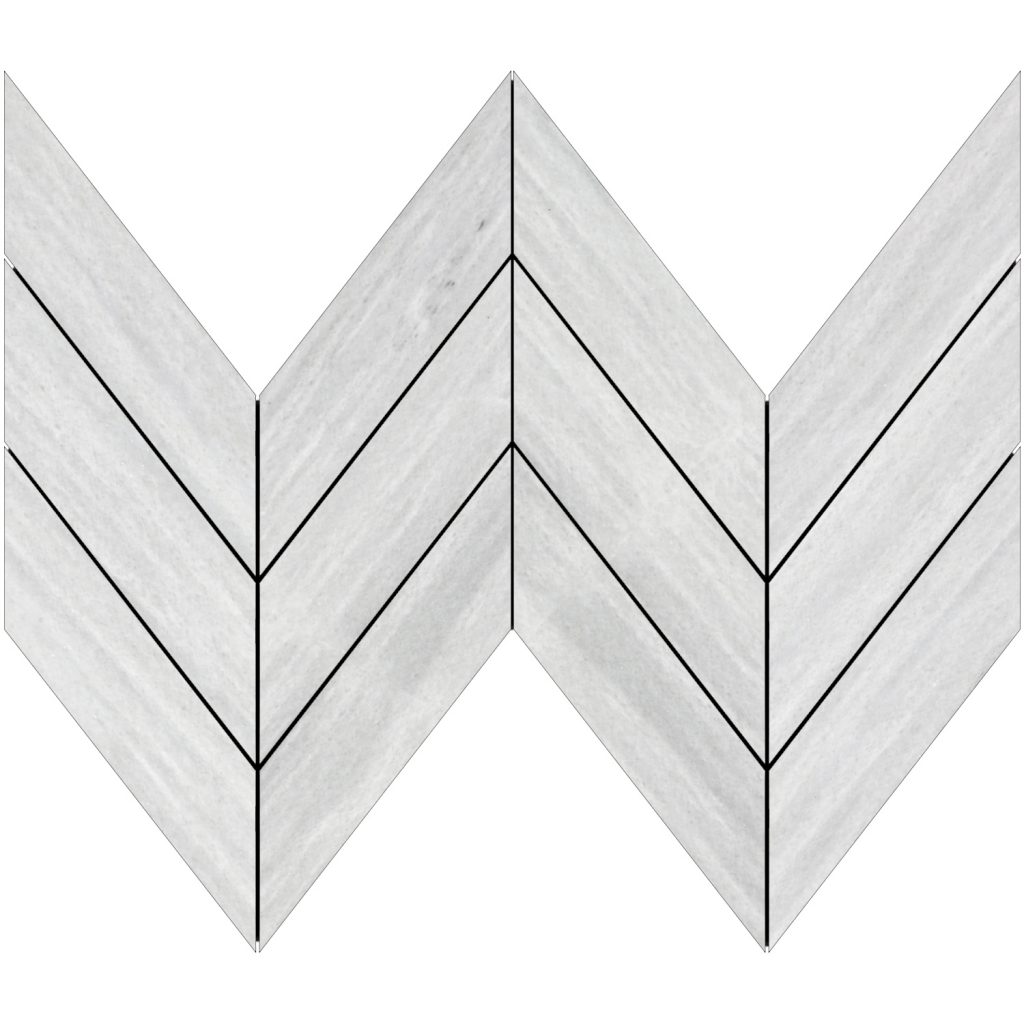 Merceene 1 7/8" X 6 7/8" Vein Cut Polished Midi Chevron Mosaic | Pera Tile