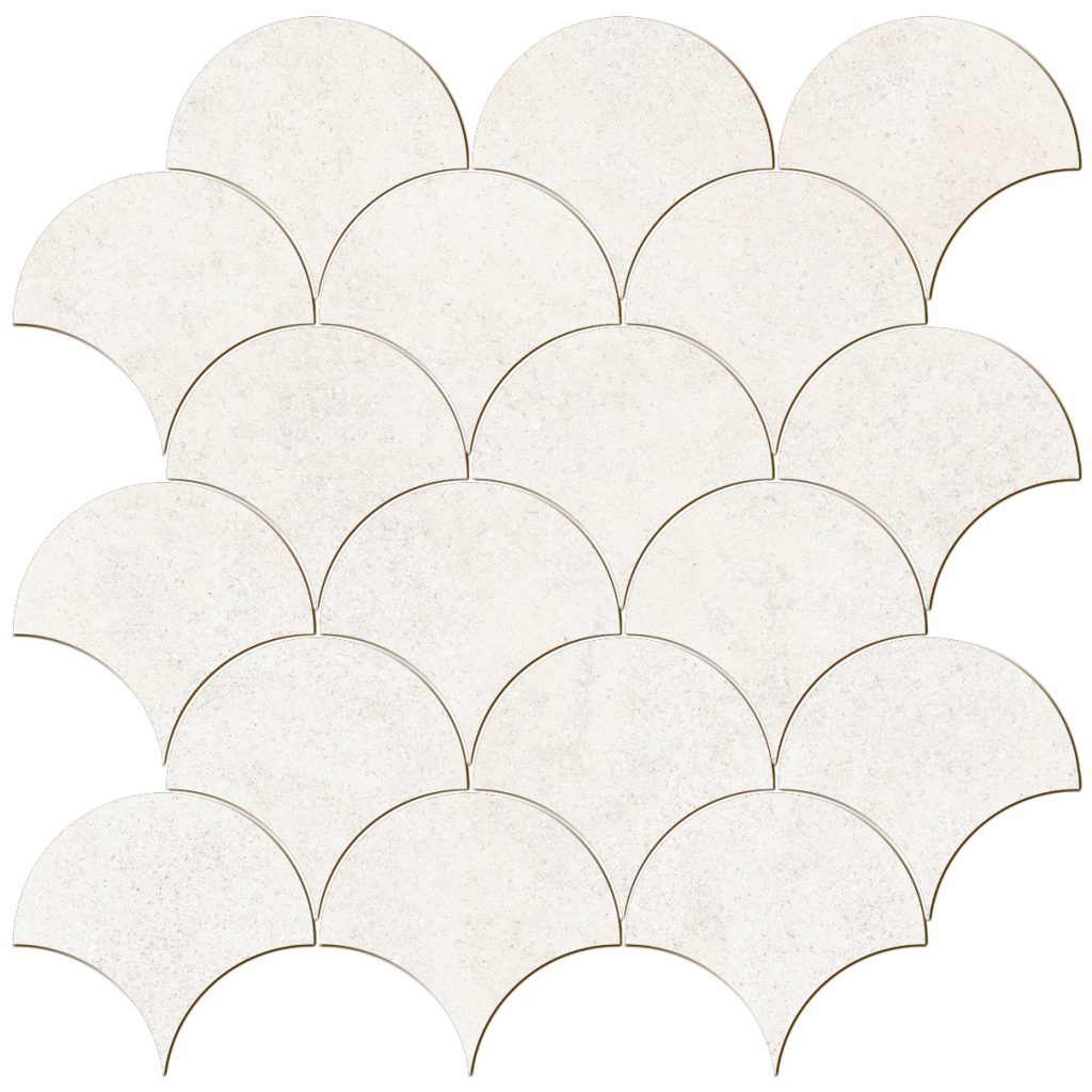4" Fish Scale Mosaic Silky Stone: Light | Pera Tile