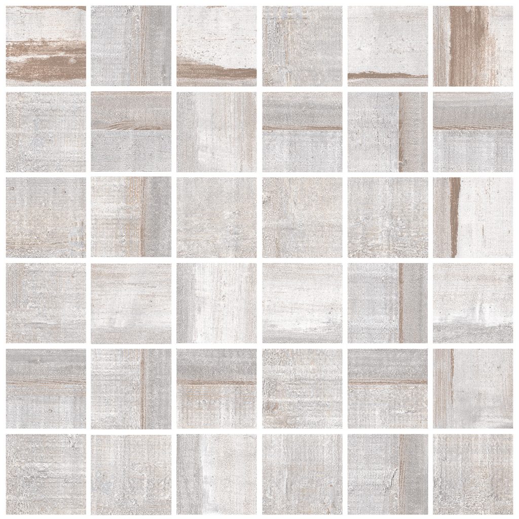 2" X 2" Square Mosaic Vintage Wood: White | Pera Tile