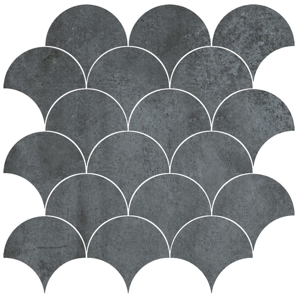 4" Fish Scale Mosaic Urbana: Antracite | Pera Tile