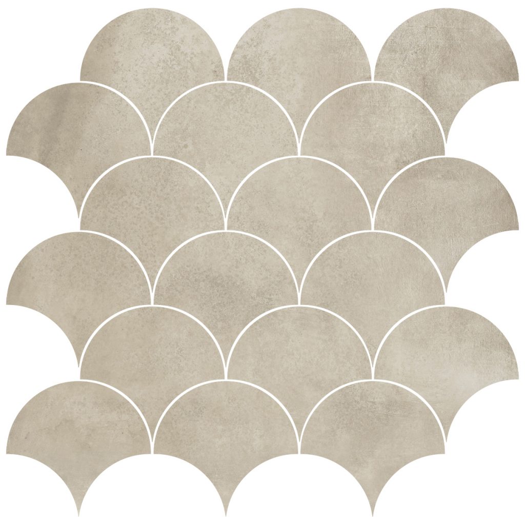 4" Fish Scale Mosaic Urbana: Beige | Pera Tile
