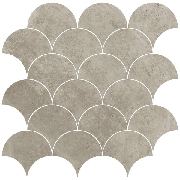 4" Fish Scale Mosaic Urbana: Greige | Pera Tile
