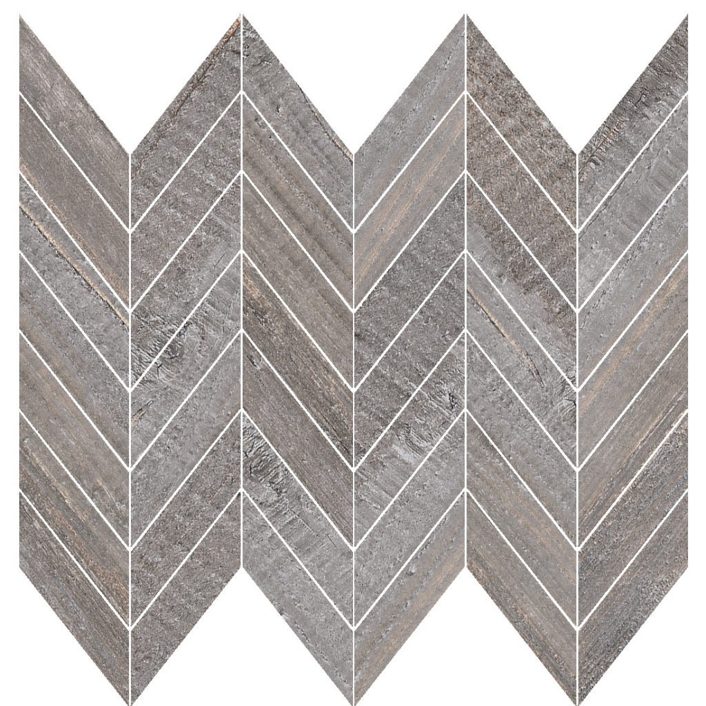 1 1/2" X 3 5/8" Mini Chevron Mosaic Vintage Wood: Pearl | Pera Tile