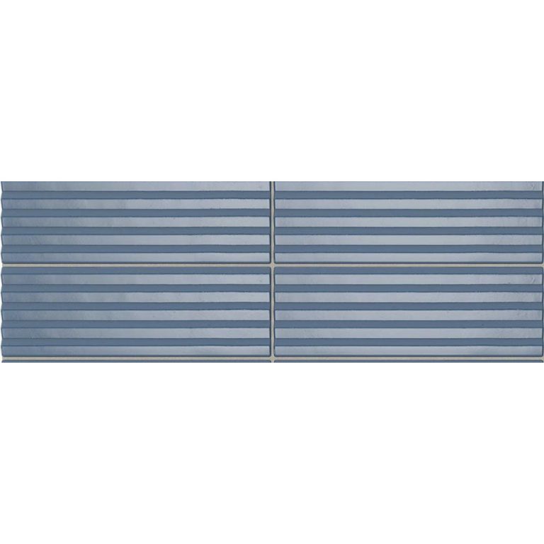 Refined 2" X 6" Blue Stripes 3D Tile - Glossy | Pera Tile