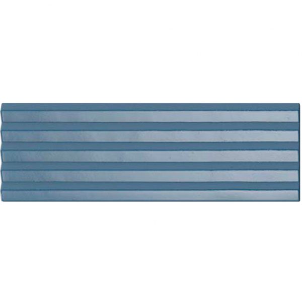 Refined 2" X 6" Blue Stripes 3D Tile - Glossy | Pera Tile