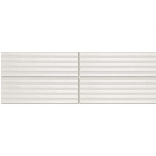Refined 2" X 6" White Stripes 3D Tile - Glossy | Pera Tile