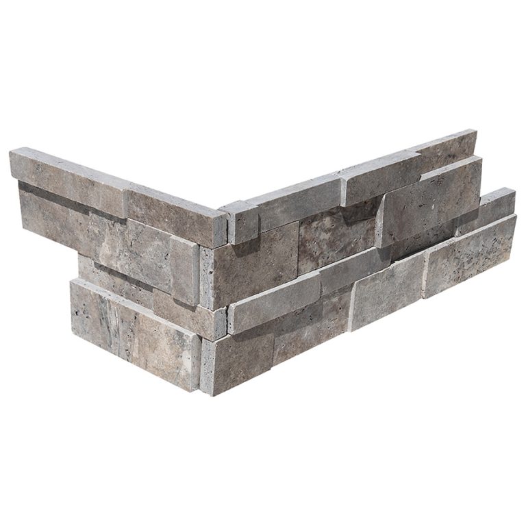 Hun Silver Outside Corner 6" x 24" 3D Interlocking Ledger - Honed ...