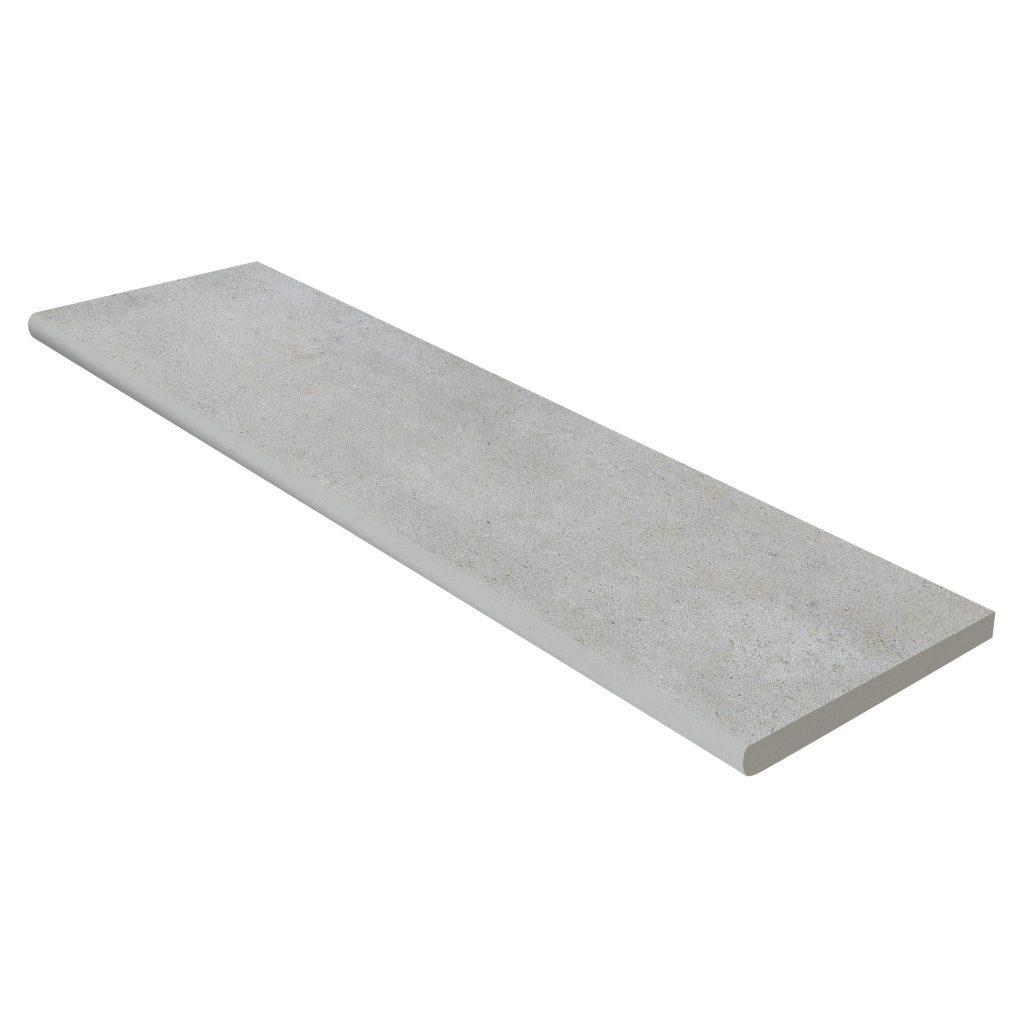 12" X 48" Unglazed Porcelain Bullnose Coping: Silver Limestone | Pera Tile