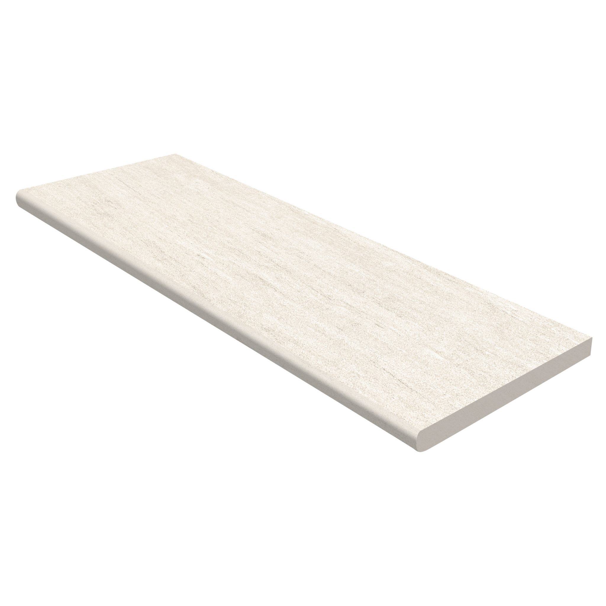 12" X 36" Unglazed Porcelain Bullnose Coping: Nextone Bianco | Pera Tile